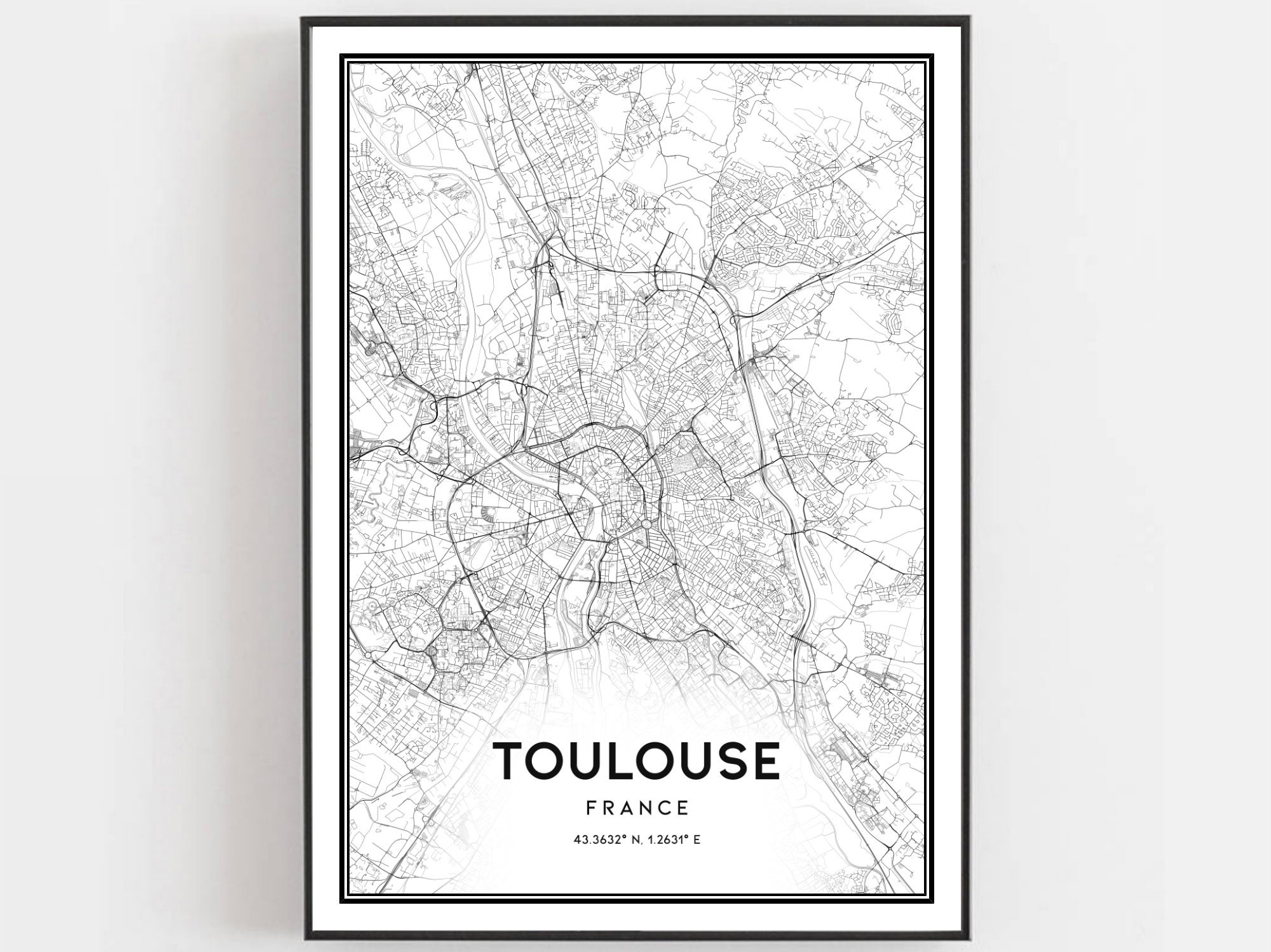 Toulouse Map Print Toulouse Map Poster Wall Art Toulouse - Etsy