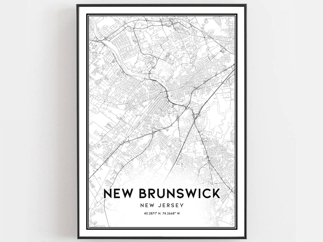 New Brunswick Map Print, New Brunswick Map Poster Wall Art, Nj City Map ...