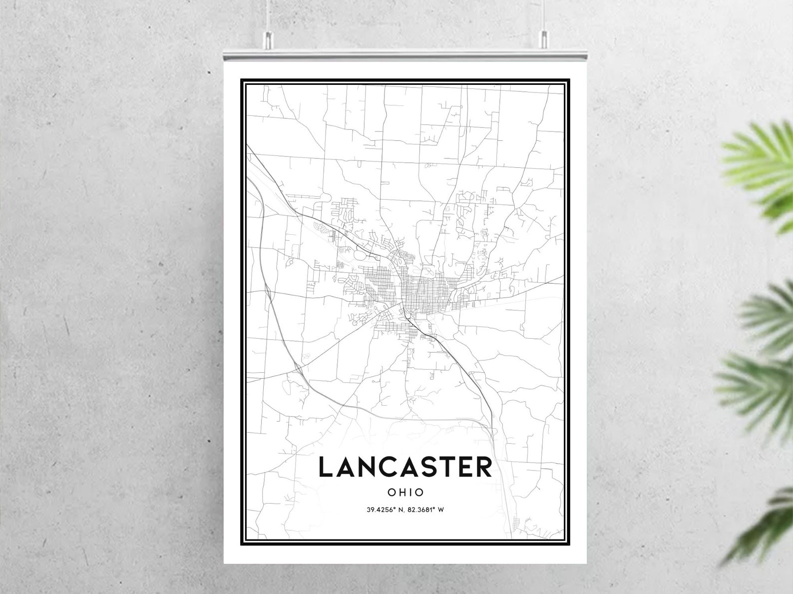 Lancaster Map Print Lancaster Map Poster Wall Art Oh City - Etsy