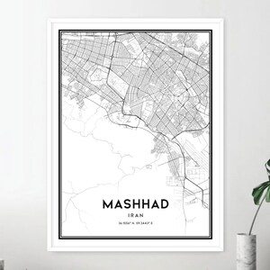 Mashhad Map Print, Mashhad Map Poster Wall Art, Mashhad City Map ...