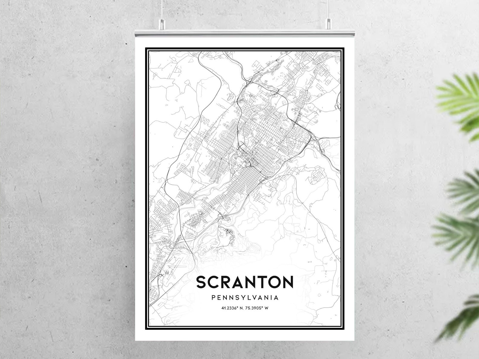 Scranton Map Print Scranton Map Poster Wall Art Pa City Map | Etsy