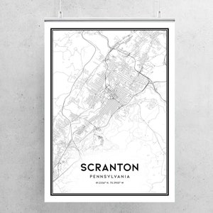 Scranton Map Print, Scranton Map Poster Wall Art, Pa City Map ...