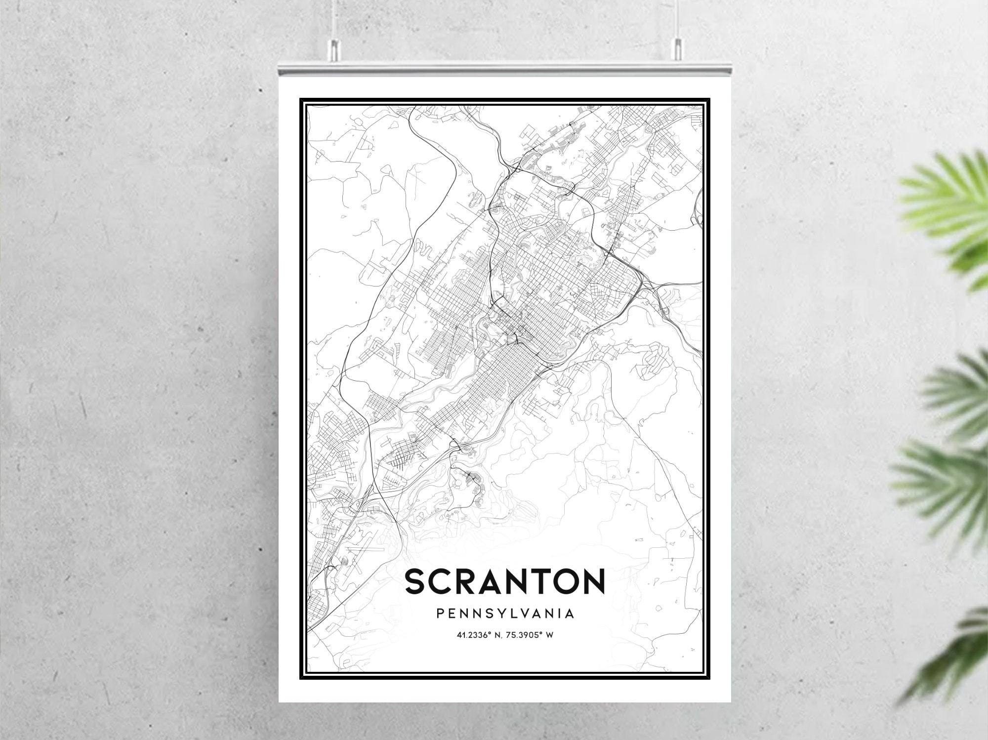 Scranton Map Print Scranton Map Poster Wall Art Pa City Map | Etsy