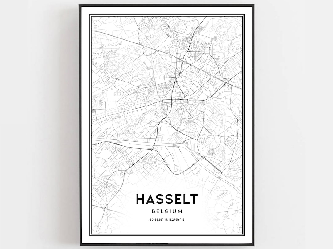 Hasselt Map Print, Hasselt Map Poster Wall Art, Hasselt City Map ...