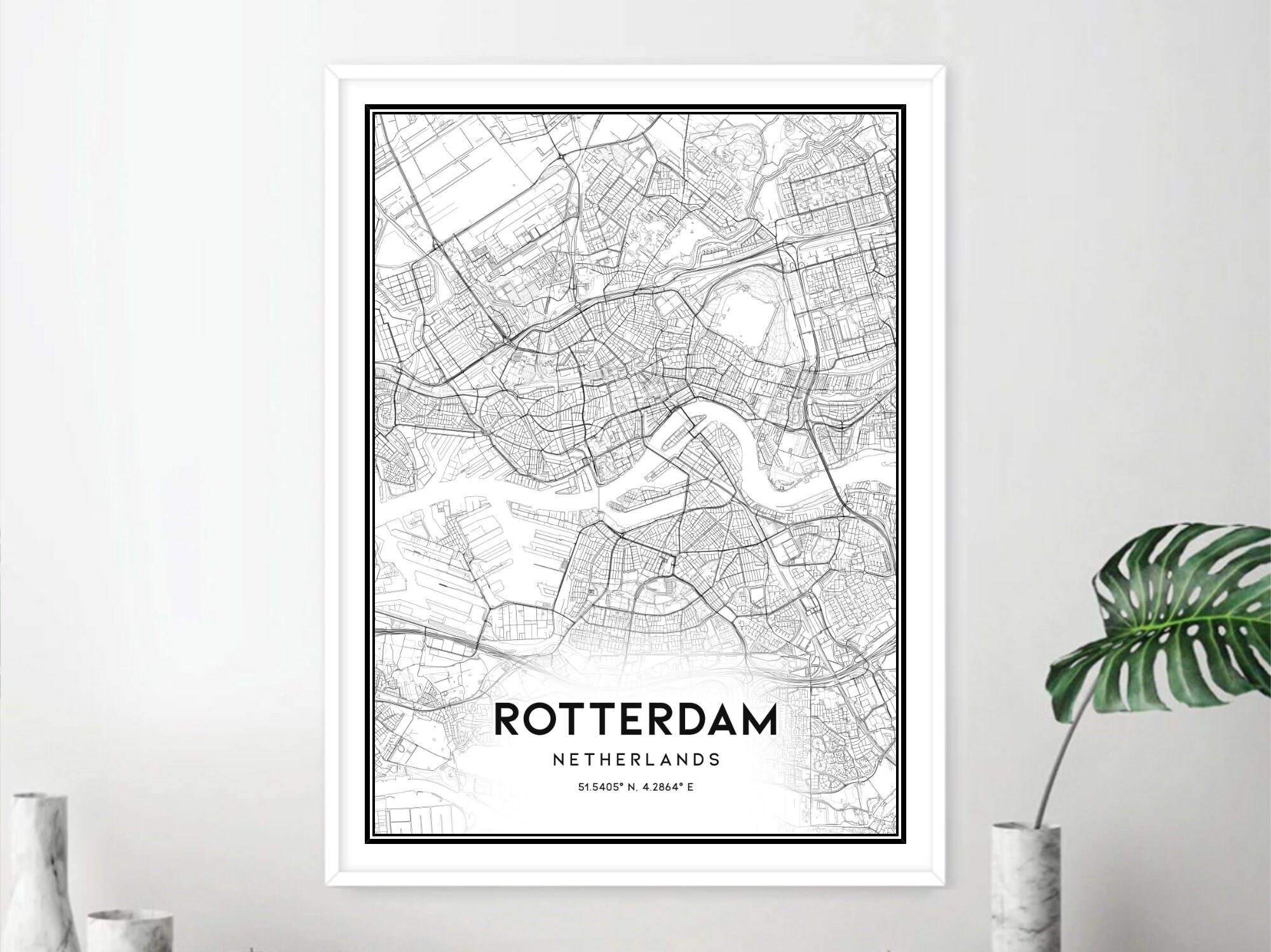 Rotterdam Map Print Rotterdam Map Poster Wall Art Rotterdam - Etsy