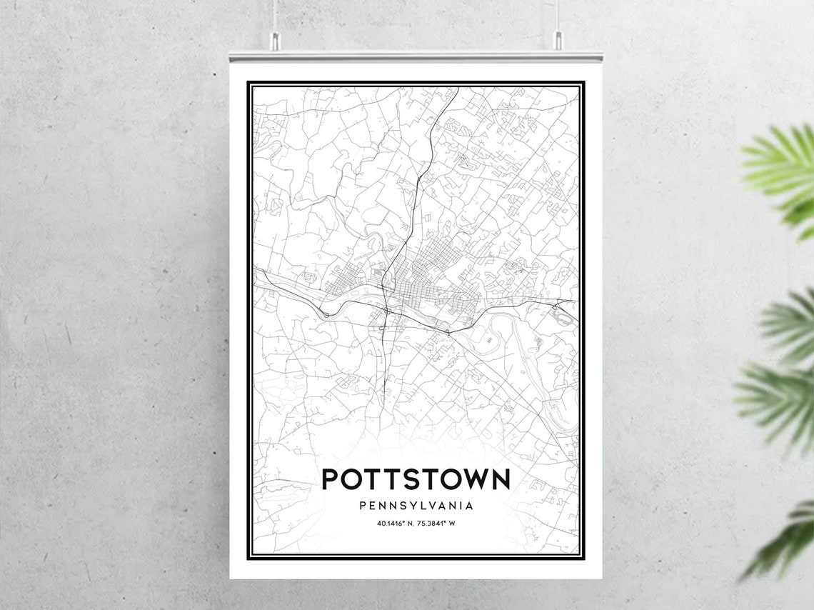 Pottstown Map Print, Pottstown Map Poster Wall Art, Pa City Map ...