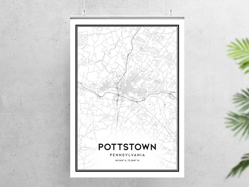 Pottstown Map Print, Pottstown Map Poster Wall Art, Pa City Map ...