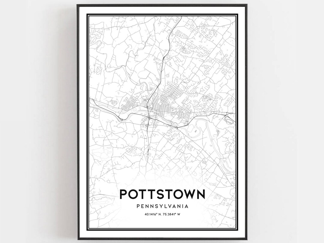 Pottstown Map Print, Pottstown Map Poster Wall Art, Pa City Map ...