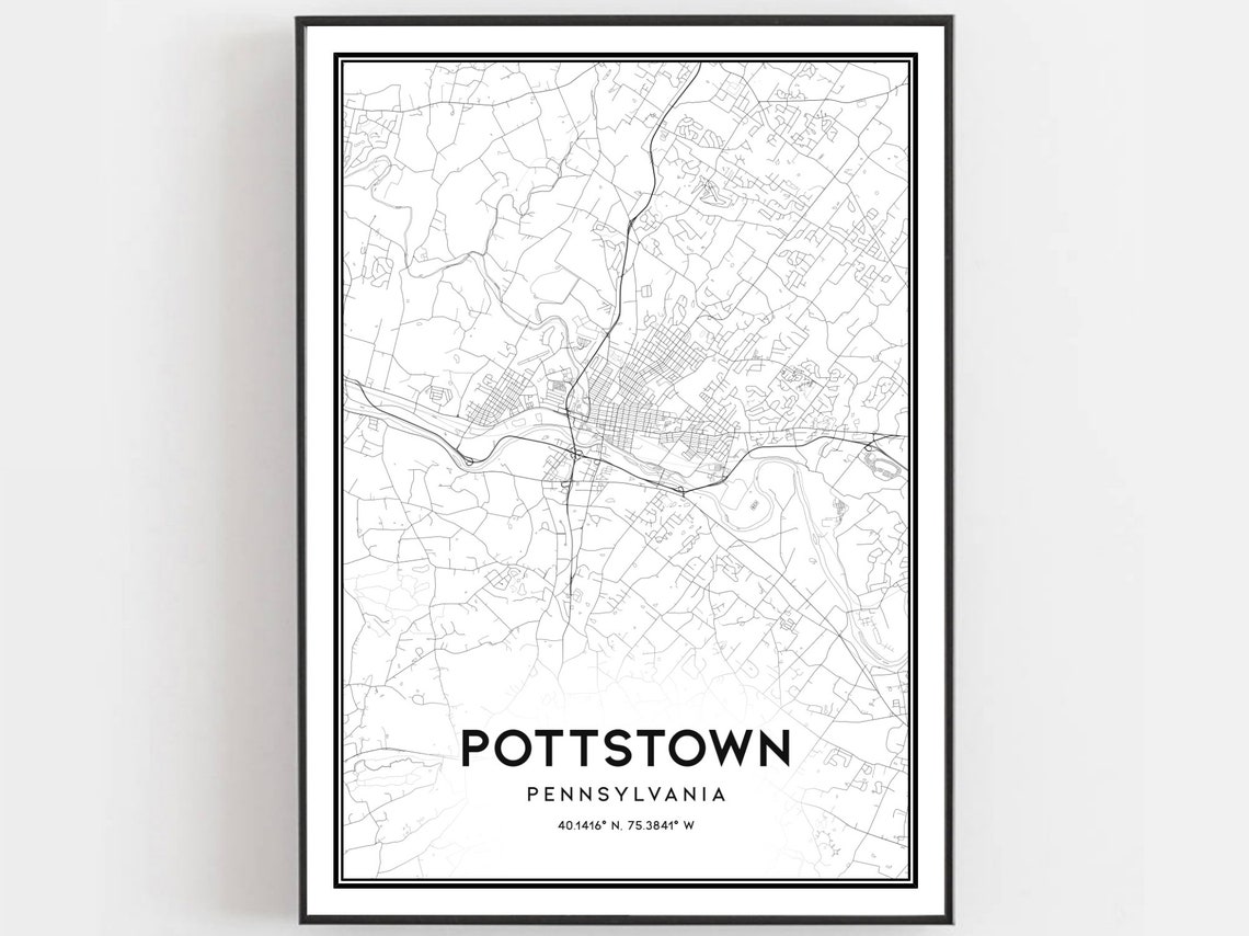 Pottstown Map Print, Pottstown Map Poster Wall Art, Pa City Map ...