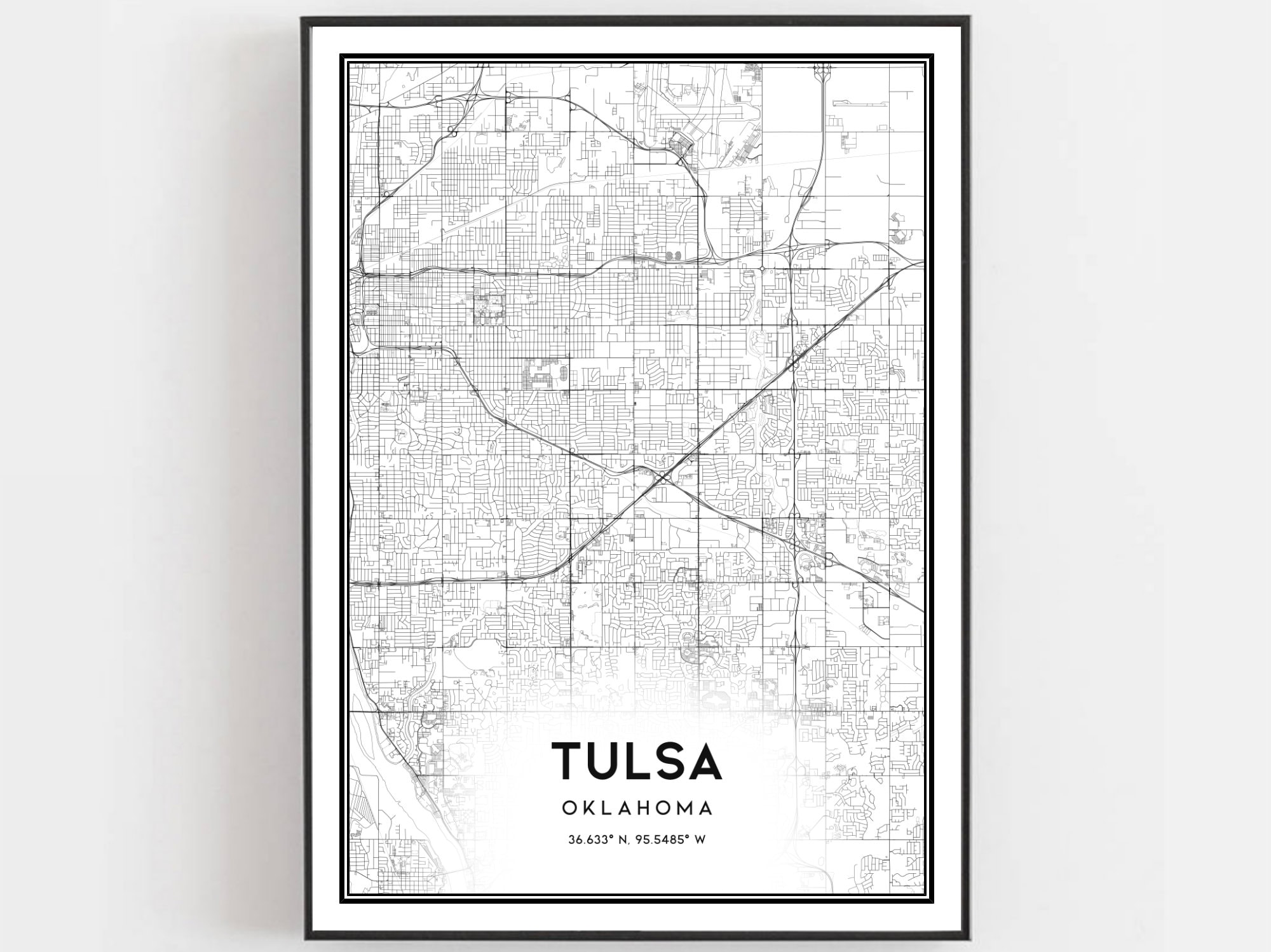 Tulsa Map Print Tulsa Map Poster Wall Art Ok City Map - Etsy