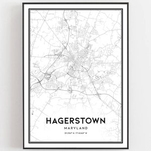 Hagerstown Map Print, Hagerstown Map Poster Wall Art, Md City Map ...