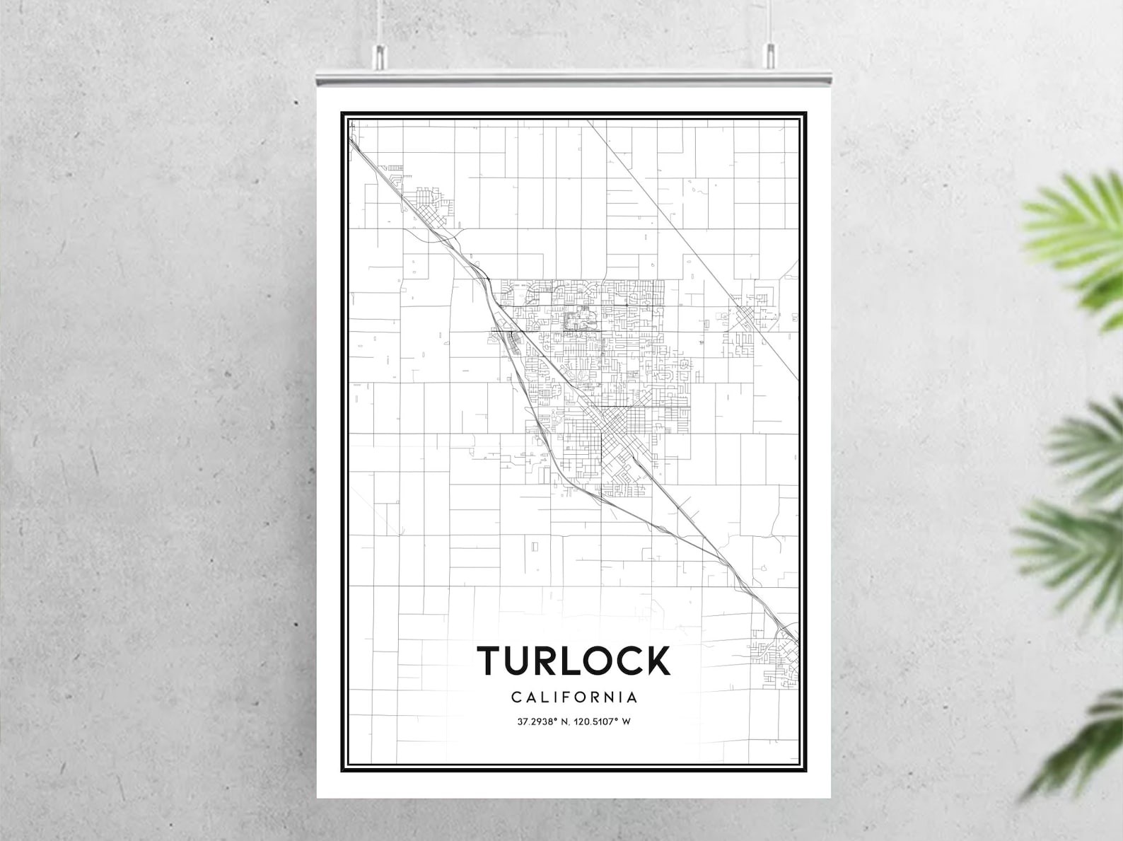 Turlock Map Print Turlock Map Poster Wall Art Ca City Map | Etsy