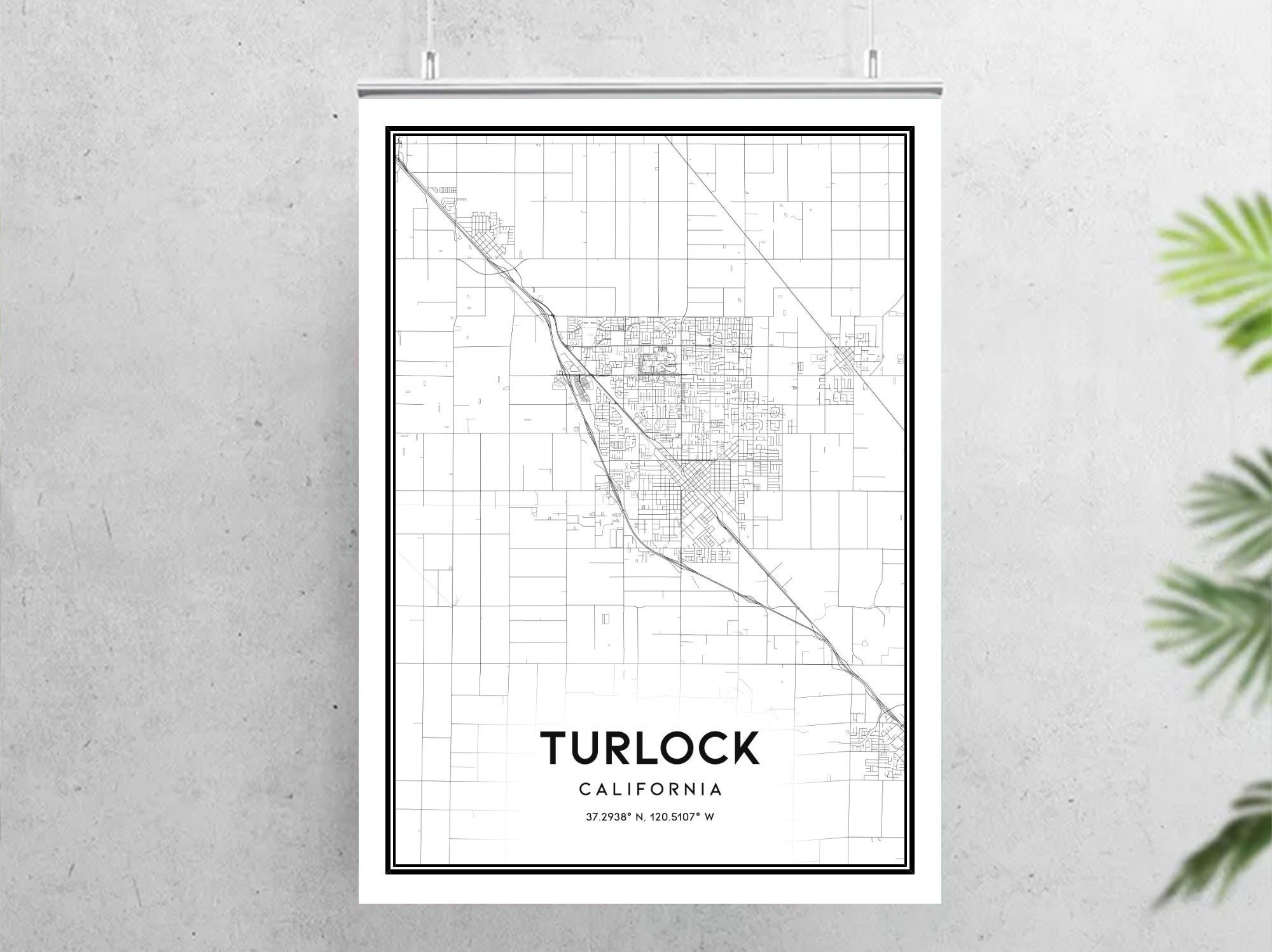 Turlock Map Print Turlock Map Poster Wall Art Ca City Map | Etsy