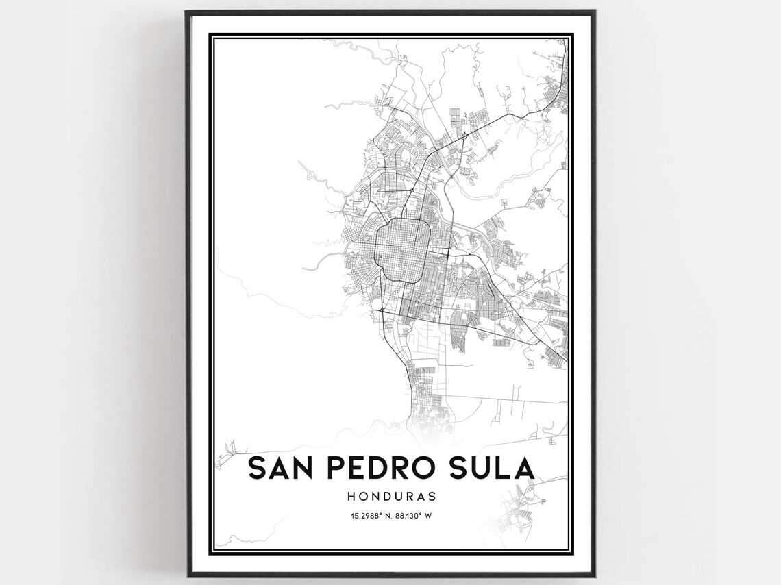 San Pedro Sula Map Print, San Pedro Sula Map Poster Wall Art, San Pedro ...