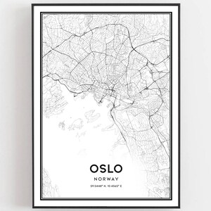 Oslo Map Print, Oslo Map Poster Wall Art, Oslo City Map, Oslo Print ...
