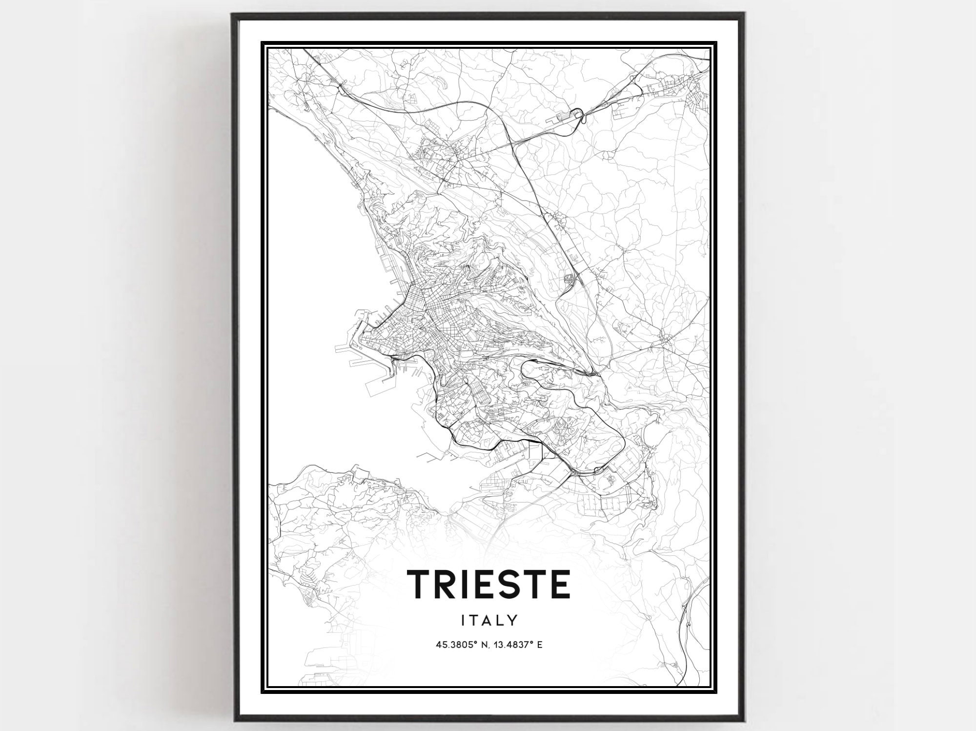 Trieste Map Print Trieste Map Poster Wall Art Trieste City | Etsy