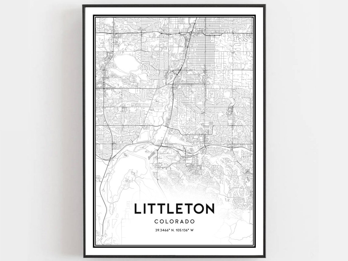 Littleton Map Print Littleton Map Poster Wall Art Co City | Etsy