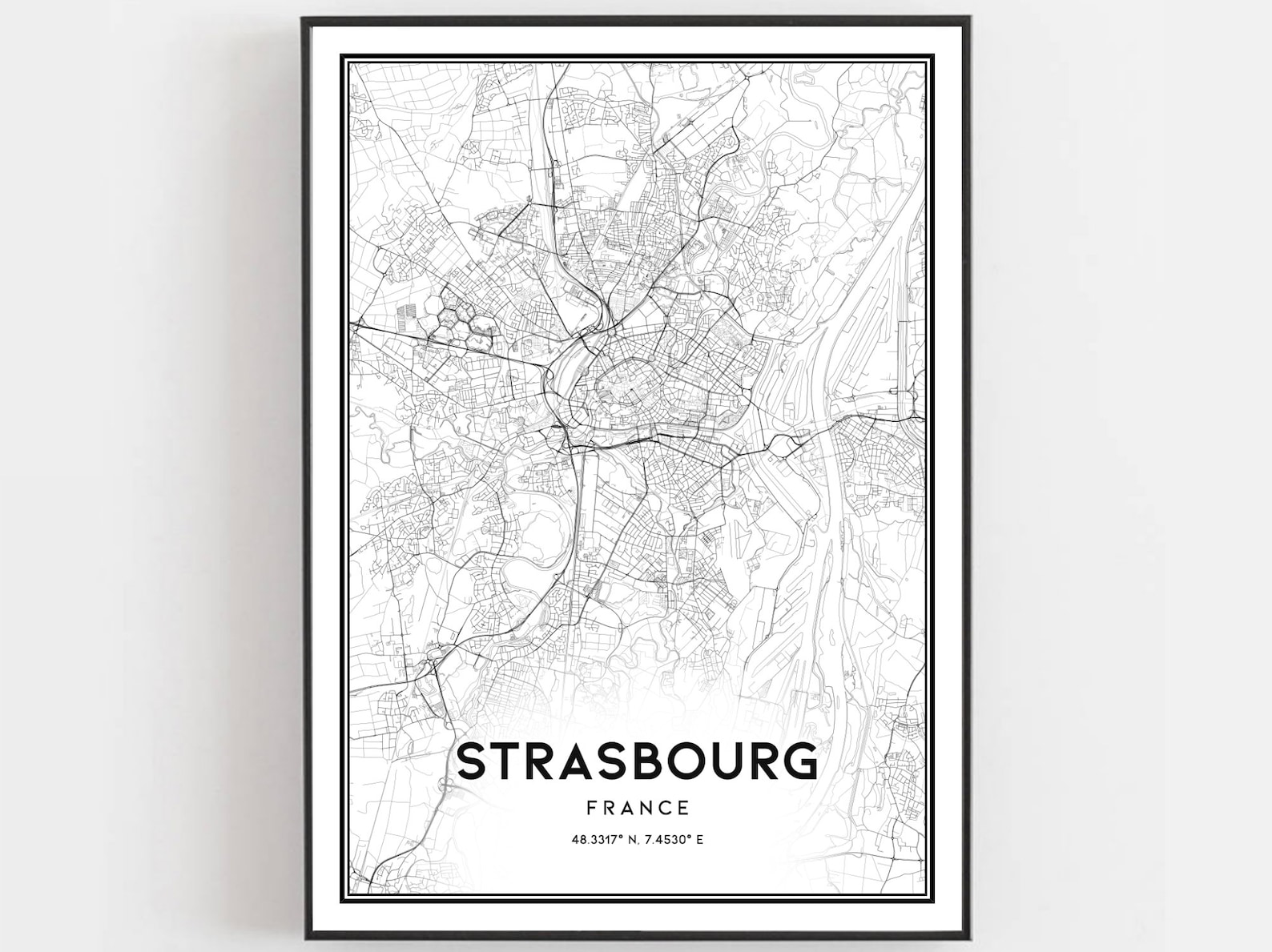 Strasbourg Map Print, Strasbourg Map Poster Wall Art, Strasbourg City ...