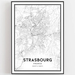 Strasbourg Map Print, Strasbourg Map Poster Wall Art, Strasbourg City ...