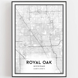 Royal Oak Map Print, Royal Oak Map Poster Wall Art, Mi City Map ...