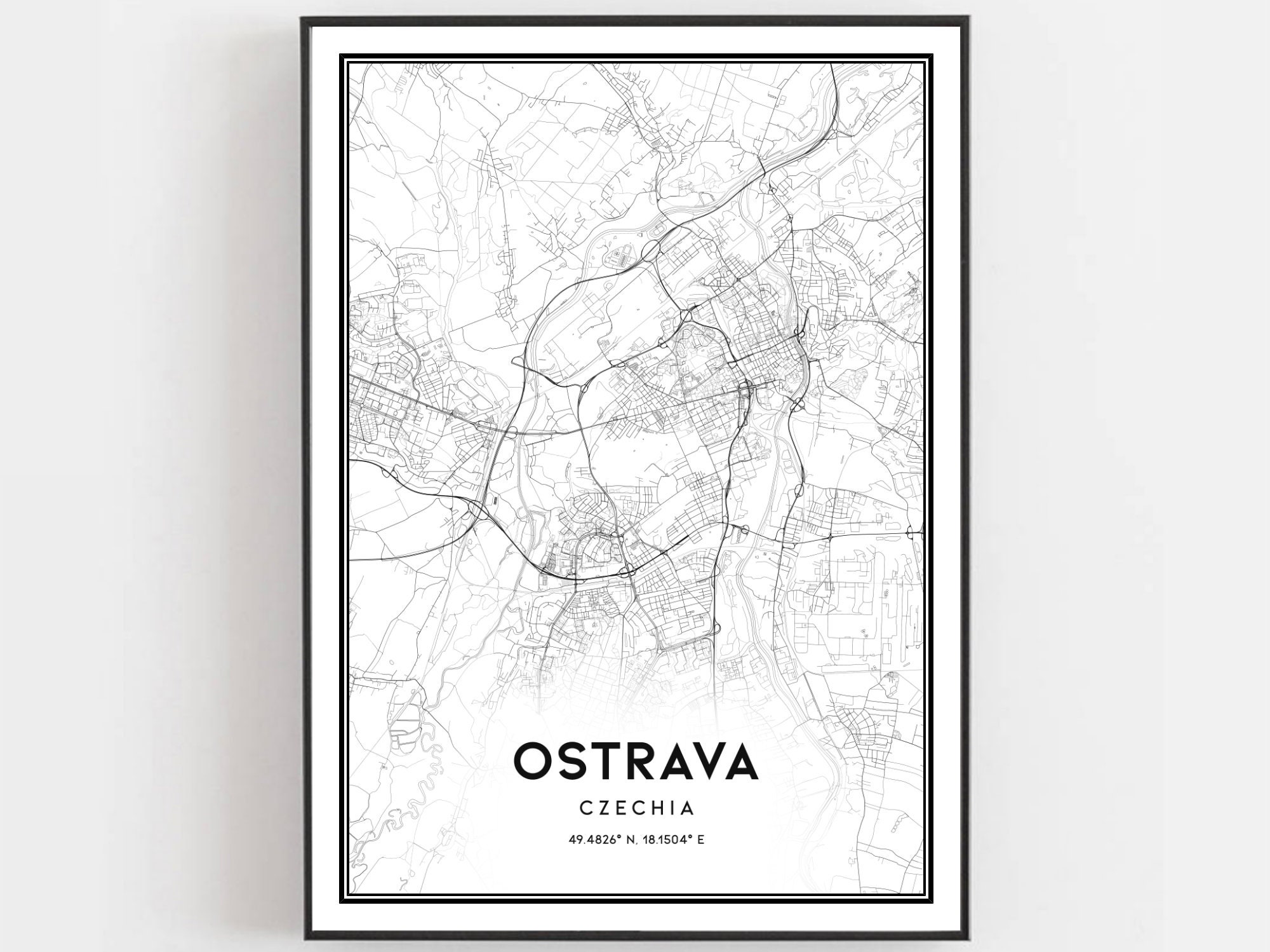 Ostrava Map Print, Ostrava Map Poster Wall Art, Ostrava City Map ...