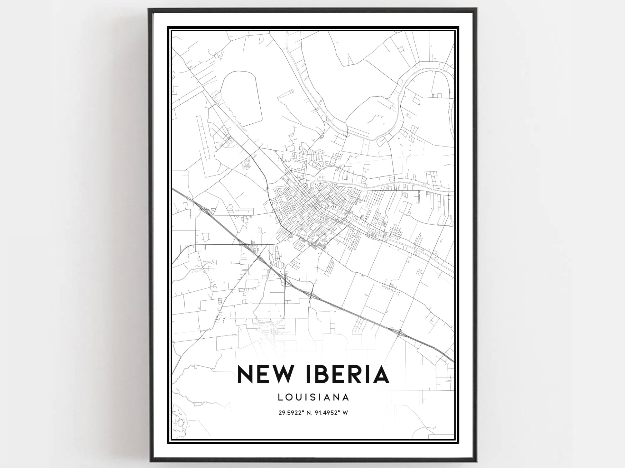 New Iberia Map Print New Iberia Map Poster Wall Art La City - Etsy