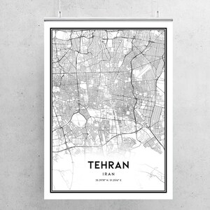 Tehran Map Print, Tehran Map Poster Wall Art, Tehran City Map, Tehran ...