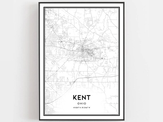 Kent Map Print Kent Map Poster Wall Art Oh City Map Ohio | Etsy