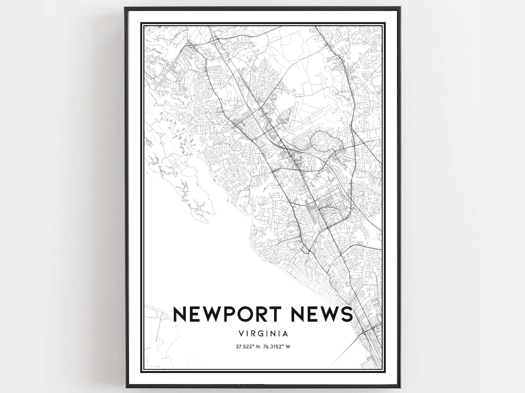 Newport News Map Print, Newport News Map Poster Wall Art, Va City Map ...