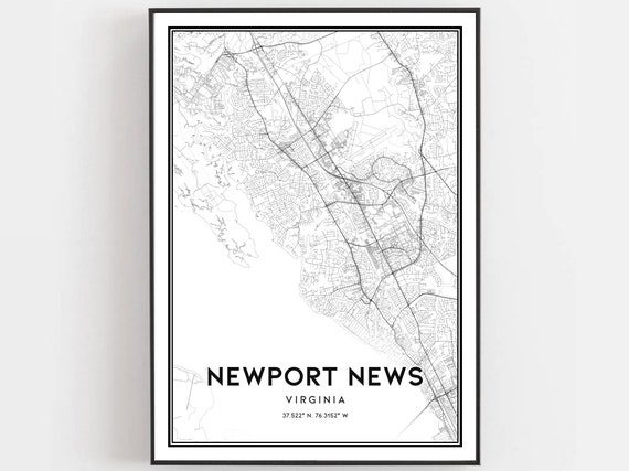 Newport News Map Print Newport News Map Poster Wall Art Va | Etsy