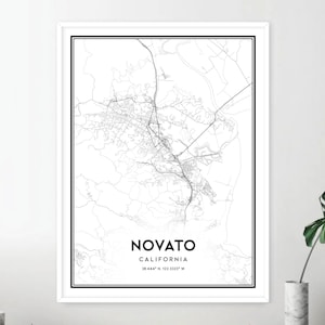 Novato Map Print, Novato Map Poster Wall Art, Ca City Map, California ...