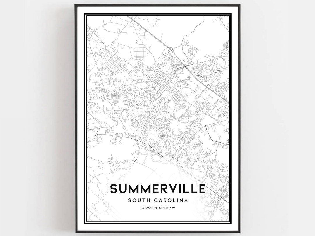 Summerville Map Print, Summerville Map Poster Wall Art, Sc City Map ...