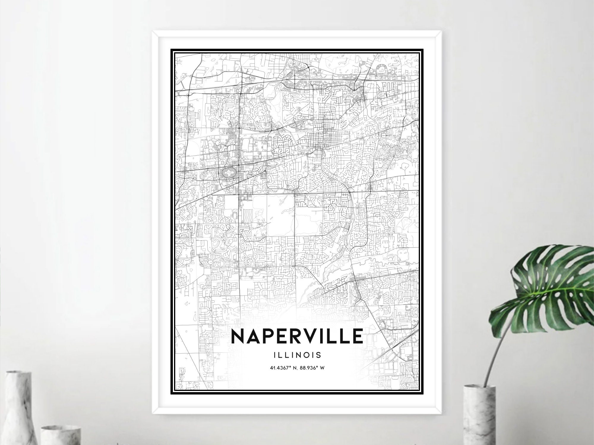 Naperville Map Print Naperville Map Poster Wall Art Il City | Etsy