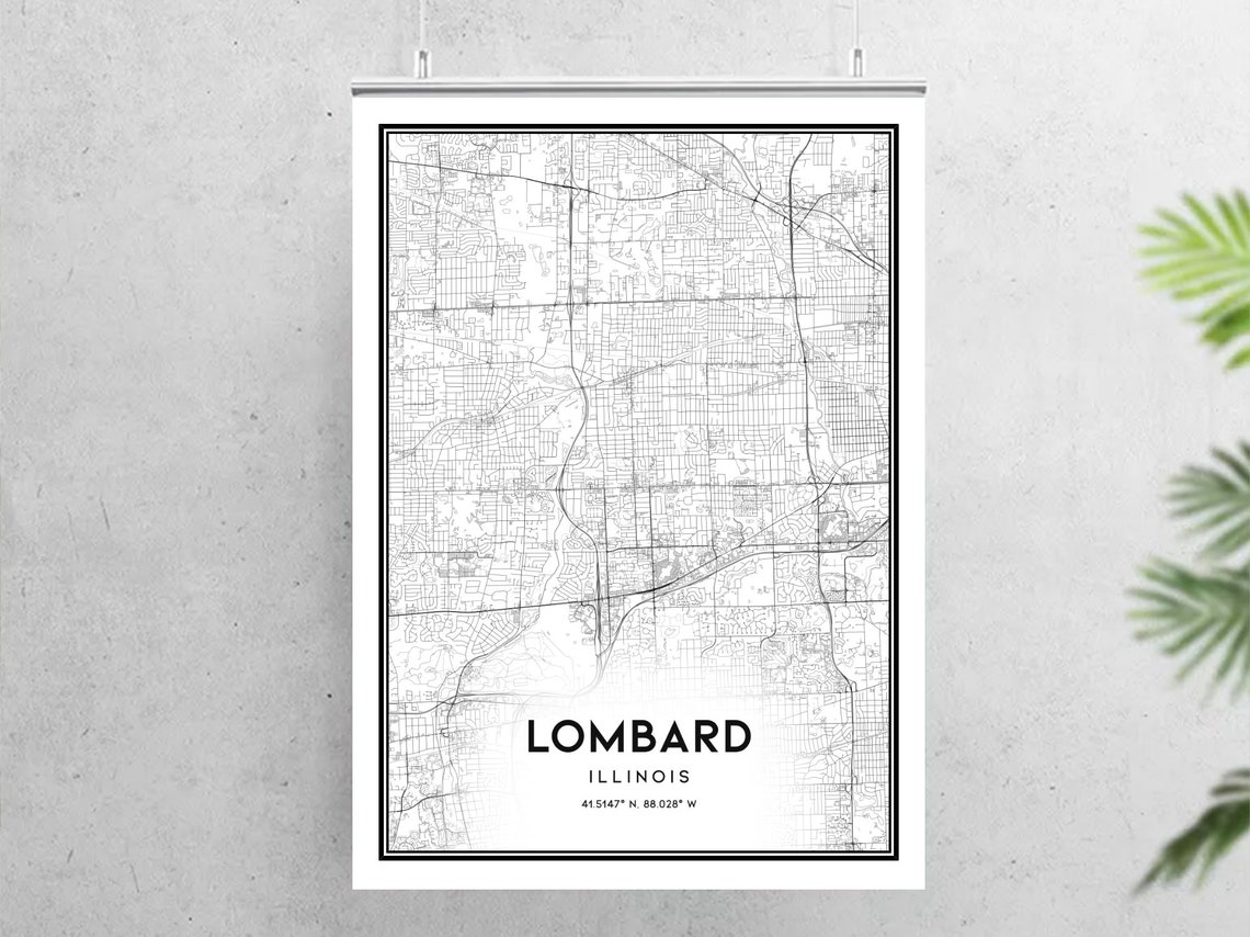 Lombard Map Print Lombard Map Poster Wall Art Il City Map - Etsy