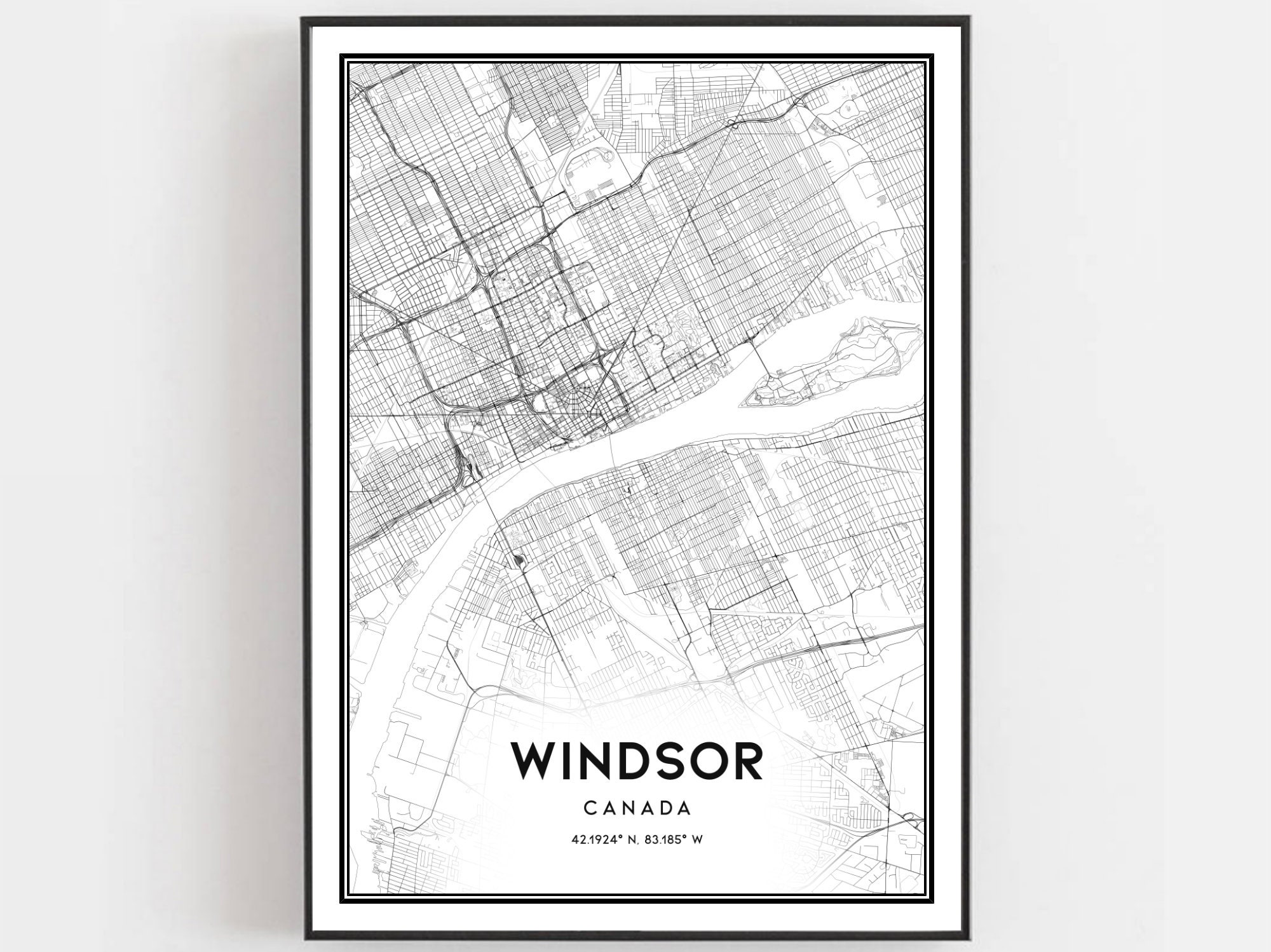 Windsor Map Print Windsor Map Poster Wall Art Windsor City - Etsy