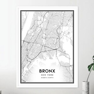 Bronx Map Print, Bronx Map Poster Wall Art, Ny City Map, New York Print ...