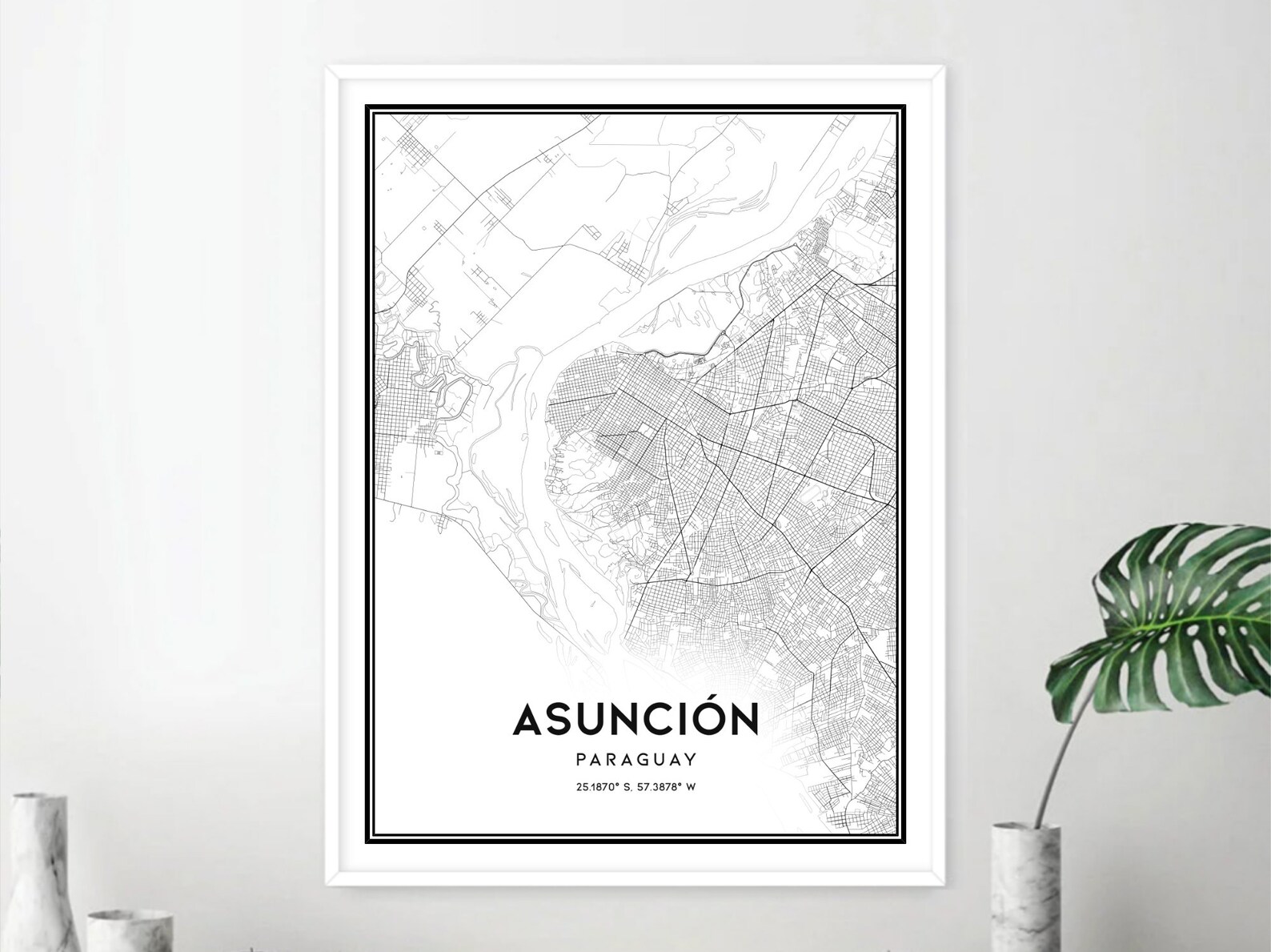 Asunción Map Print Asunción Map Poster Wall Art Asunción | Etsy
