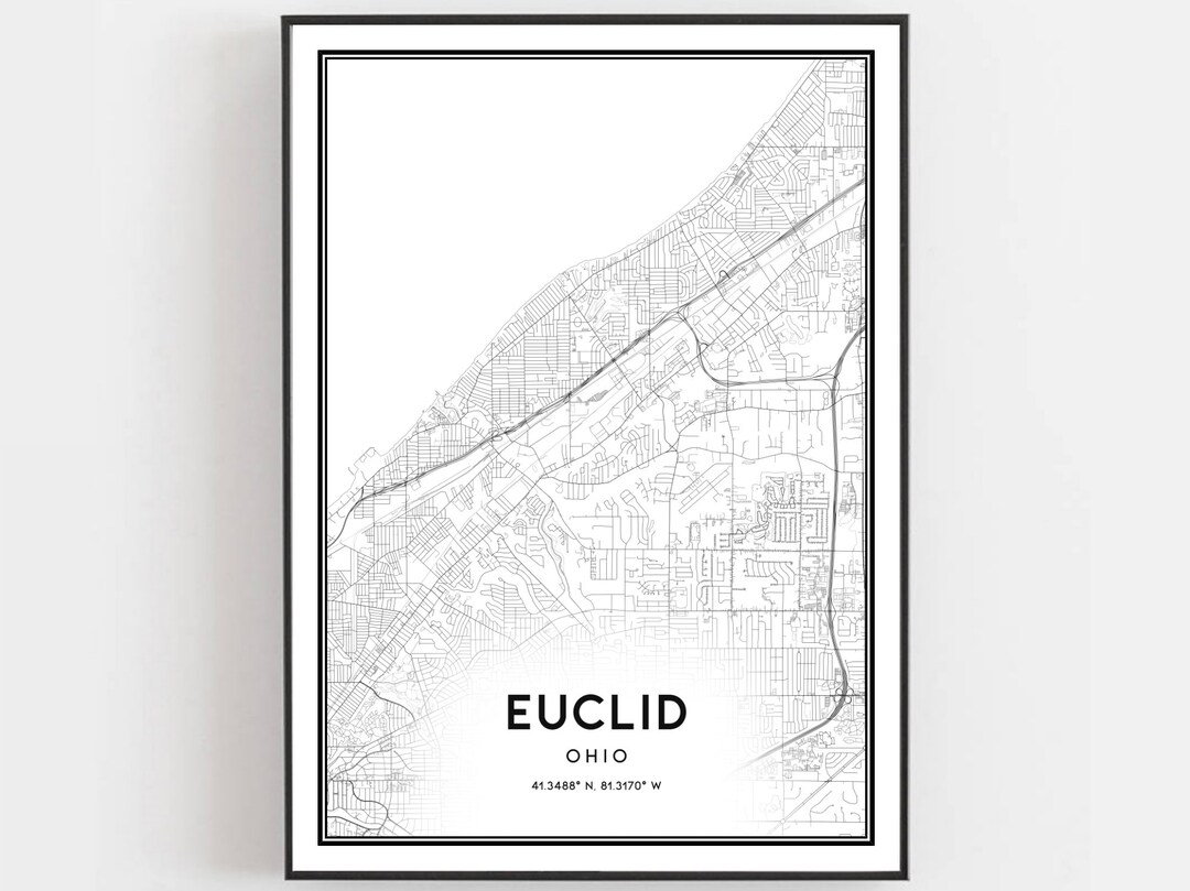 Euclid Map Print, Euclid Map Poster Wall Art, Oh City Map, Ohio Print ...