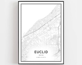 Euclid Map Print, Euclid Map Poster Wall Art, Oh City Map, Ohio Print ...