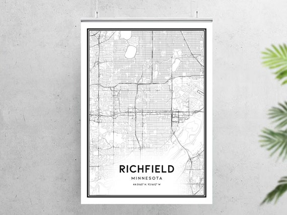 Globes & Maps Home & Living Richfield Map Poster Wall Art Mn City Map ...