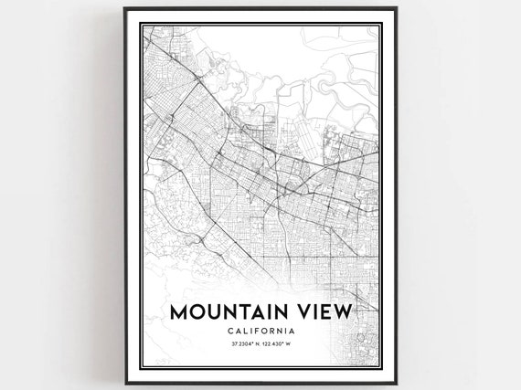 Mountain View Map Print Mountain View Map Poster Wall Art Ca | Etsy