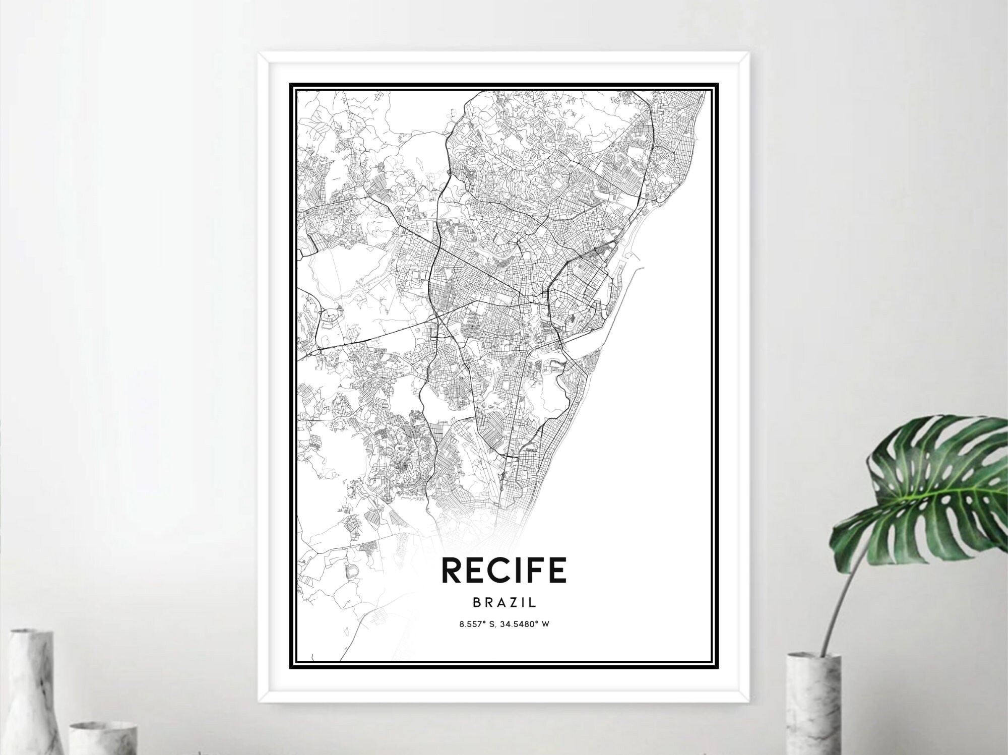 Recife Map Print Recife Map Poster Wall Art Recife City Map | Etsy