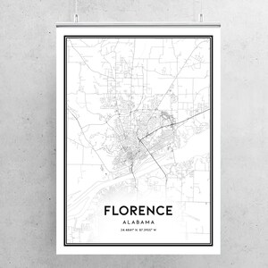 Florence Map Print, Florence Map Poster Wall Art, Al City Map, Alabama ...