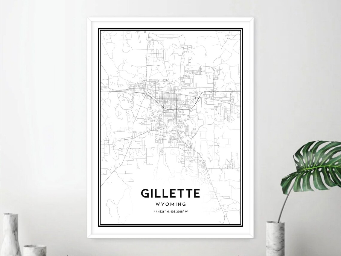 Gillette Map Print Gillette Map Poster Wall Art Wy City | Etsy