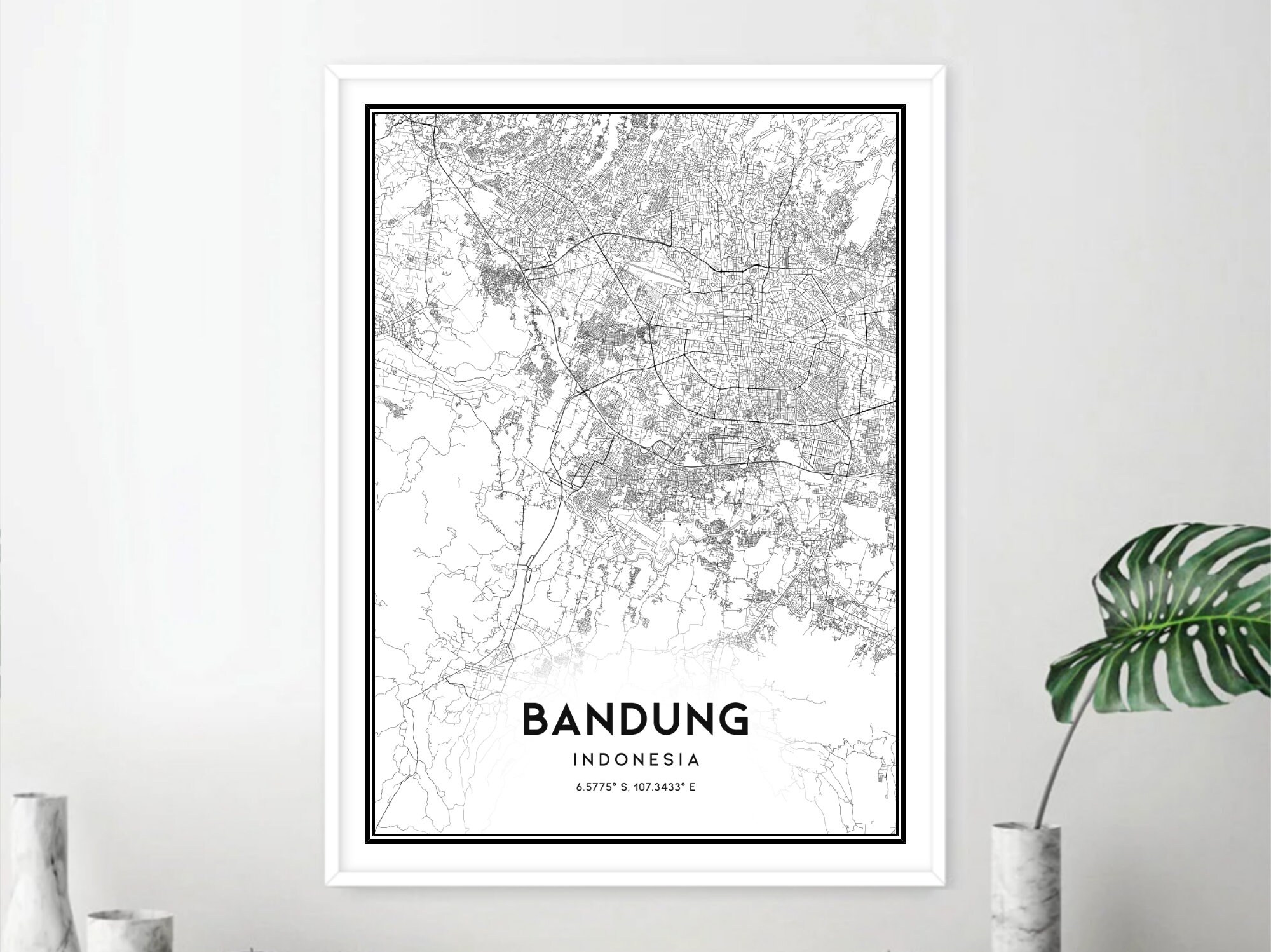 Bandung Map Print Bandung Map Poster Wall Art Bandung City | Etsy