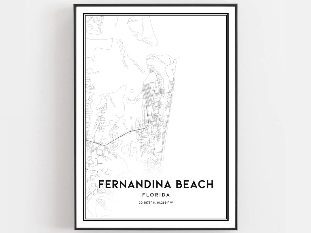 Fernandina Beach Map Print, Fernandina Beach Map Poster Wall Art, Fl ...