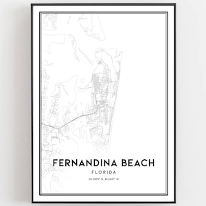 Fernandina Beach Map Print, Fernandina Beach Map Poster Wall Art, Fl ...