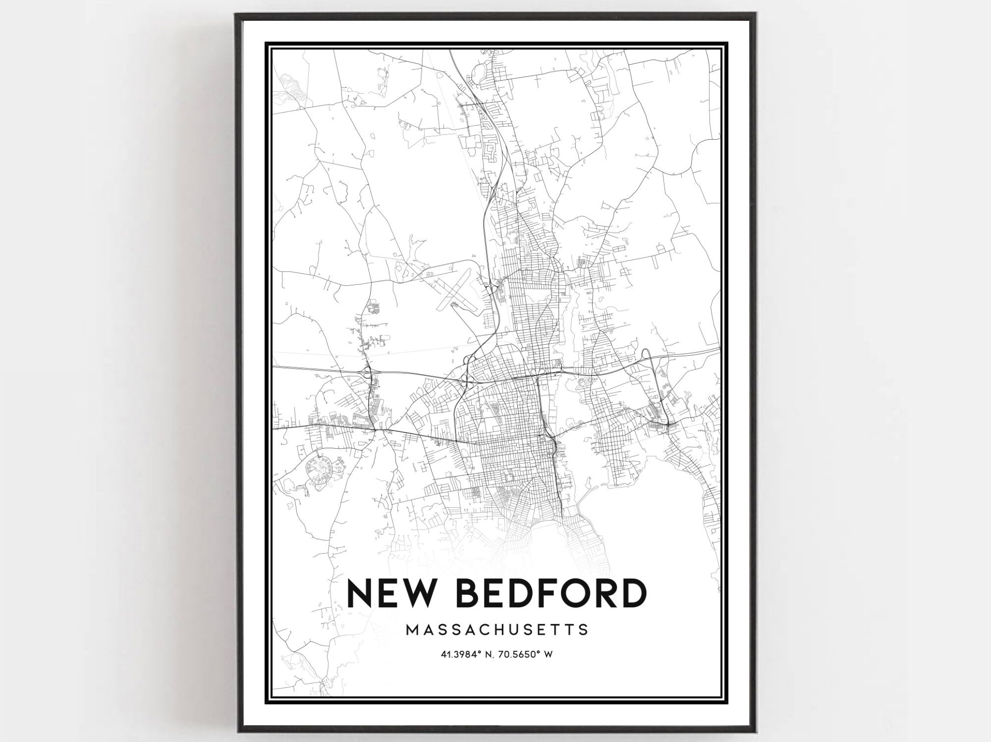 New Bedford Map Print New Bedford Map Poster Wall Art Ma | Etsy