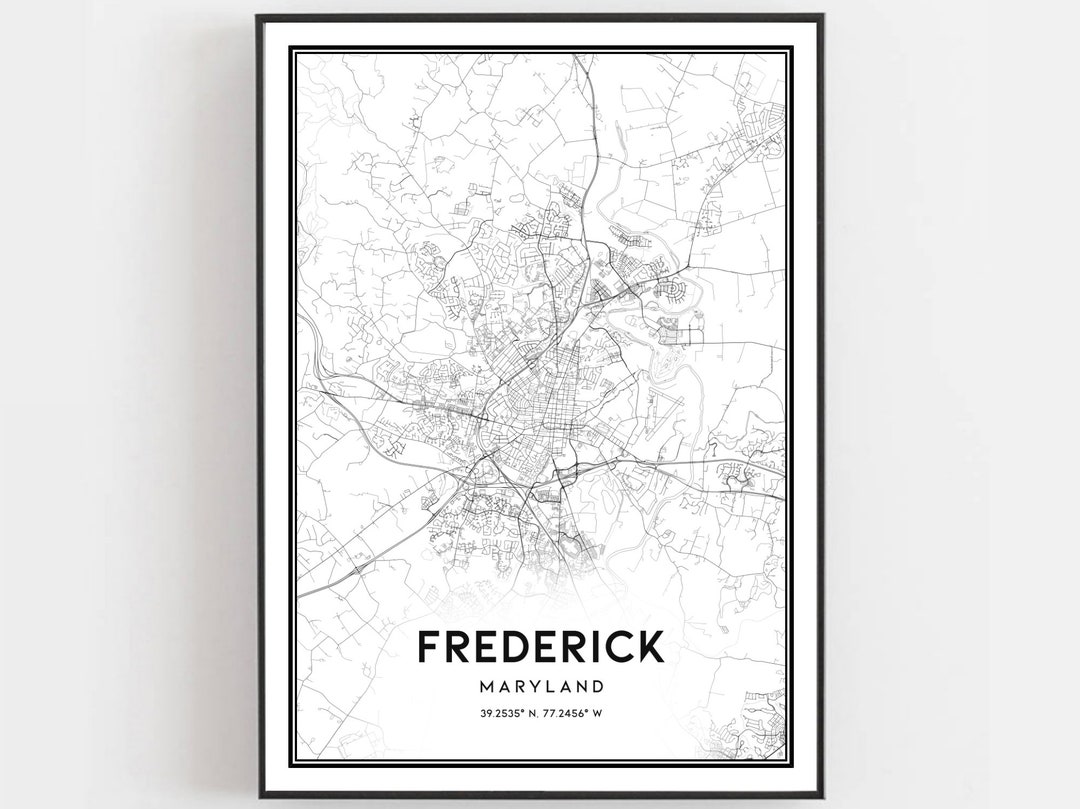 Frederick Map Print, Frederick Map Poster Wall Art, Md City Map ...