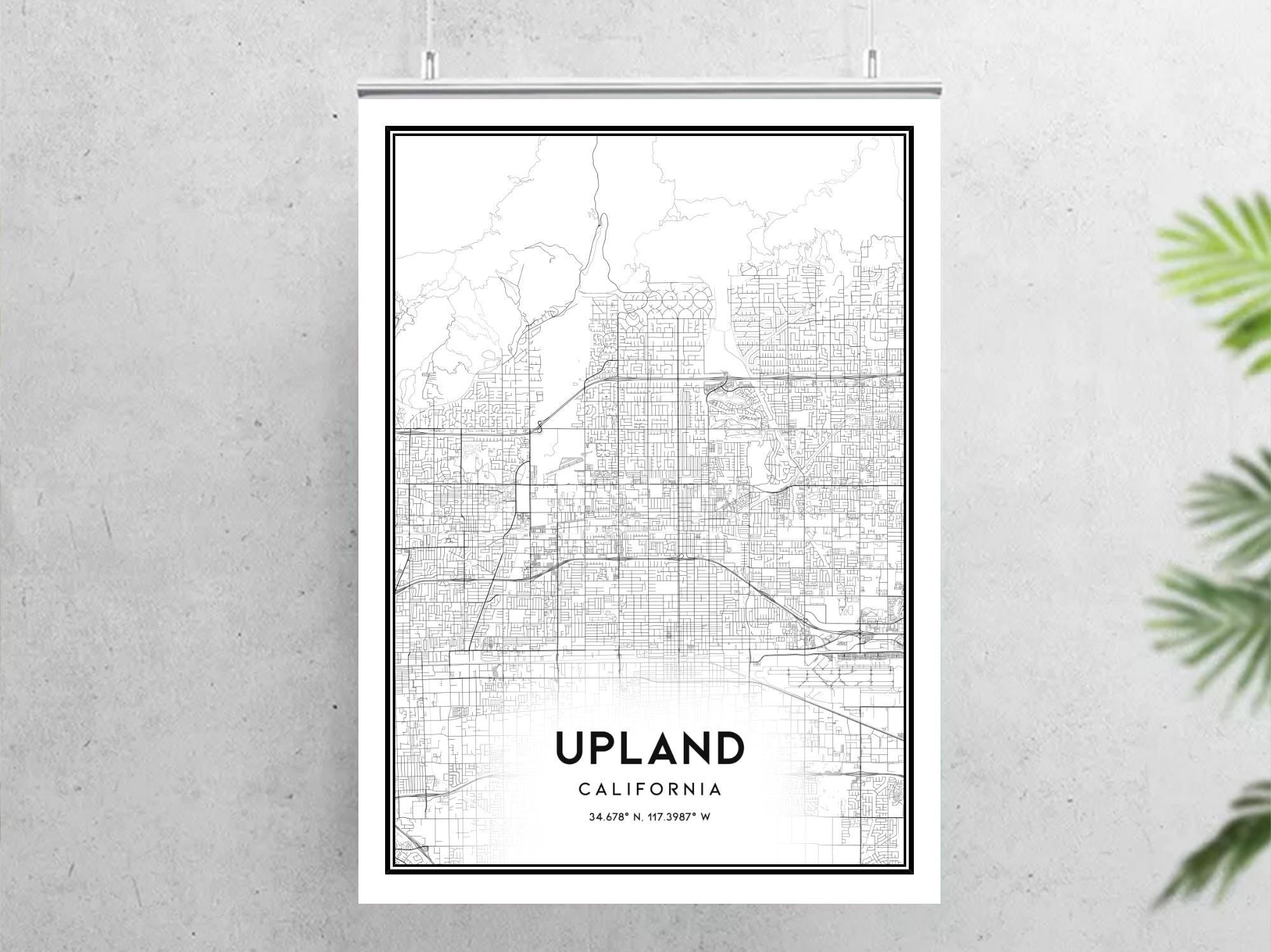 Upland Map Print Upland Map Poster Wall Art Ca City Map - Etsy